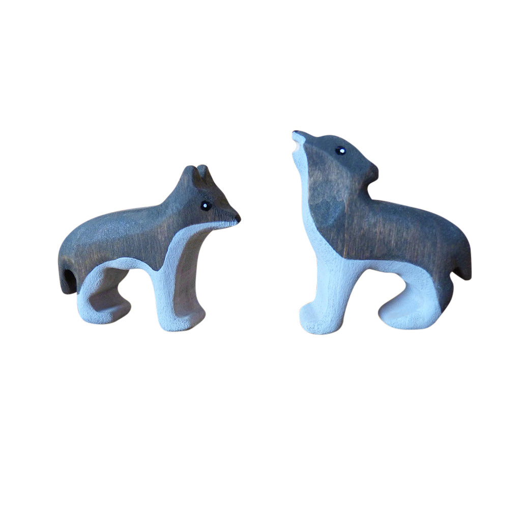 Wooden Wolf Cub Set | Wooden Forest Animals | Waldorf Toys